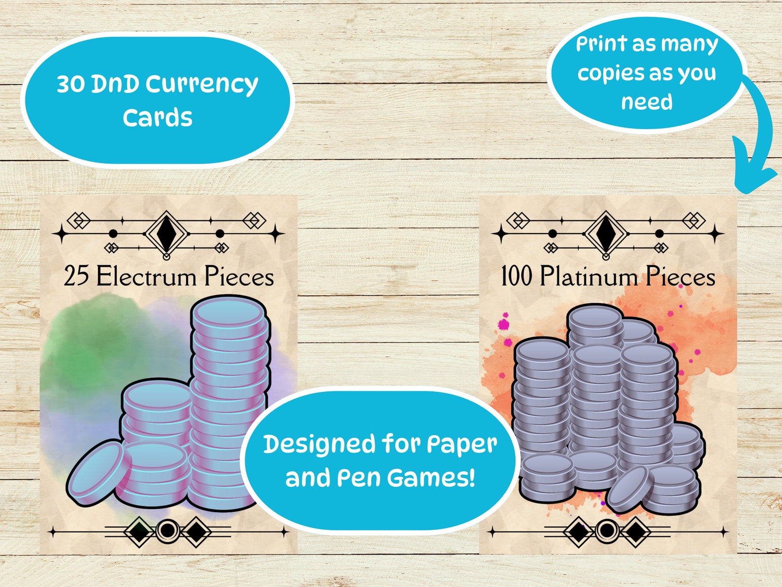 DND 5e Currency Cards: Printable Coin Tokens (digital Download) - Etsy