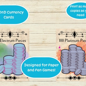 DND 5e Currency Cards: Printable Coin Tokens (digital Download) - Etsy