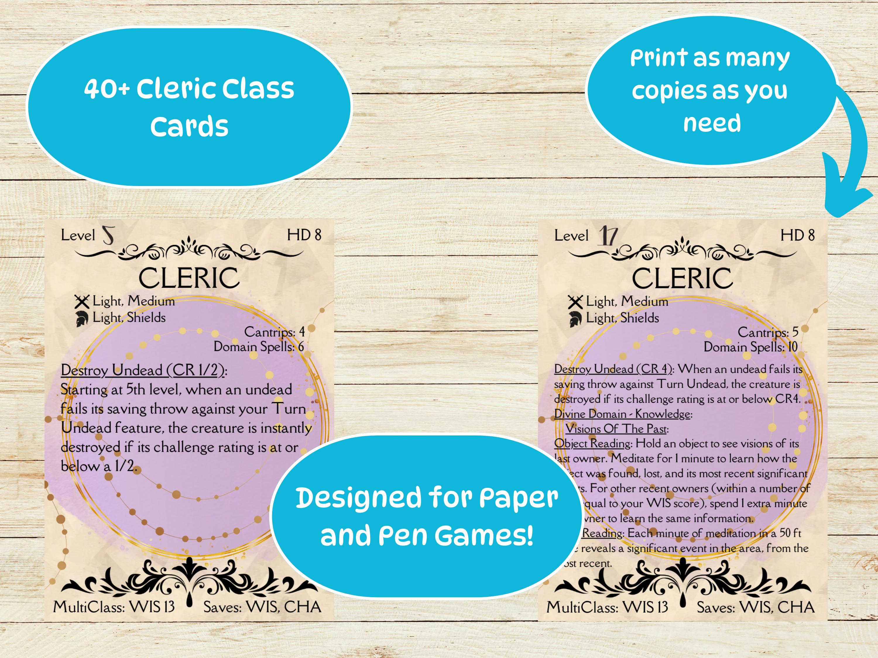 DND Cleric Level up Cards PNG DND 5e, Players' Resource, Game Master ...