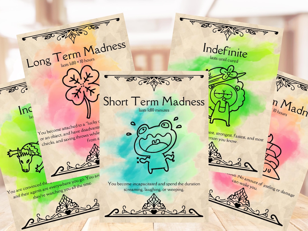 DND Madness Cards [PNG], DND 5e, Dungeon Master Ressourcen, Spielleiter ...