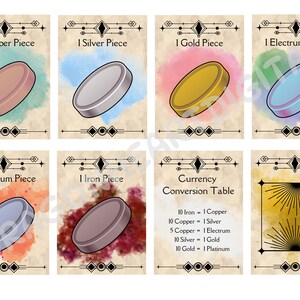 DND Currency Cards [PNG], DND 5e, Dungeon Master Resource, Game Master ...