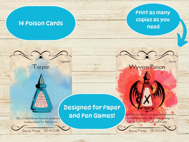 DND 5e Poison Cards, Dungeon Master Resource (digital Download) - Etsy