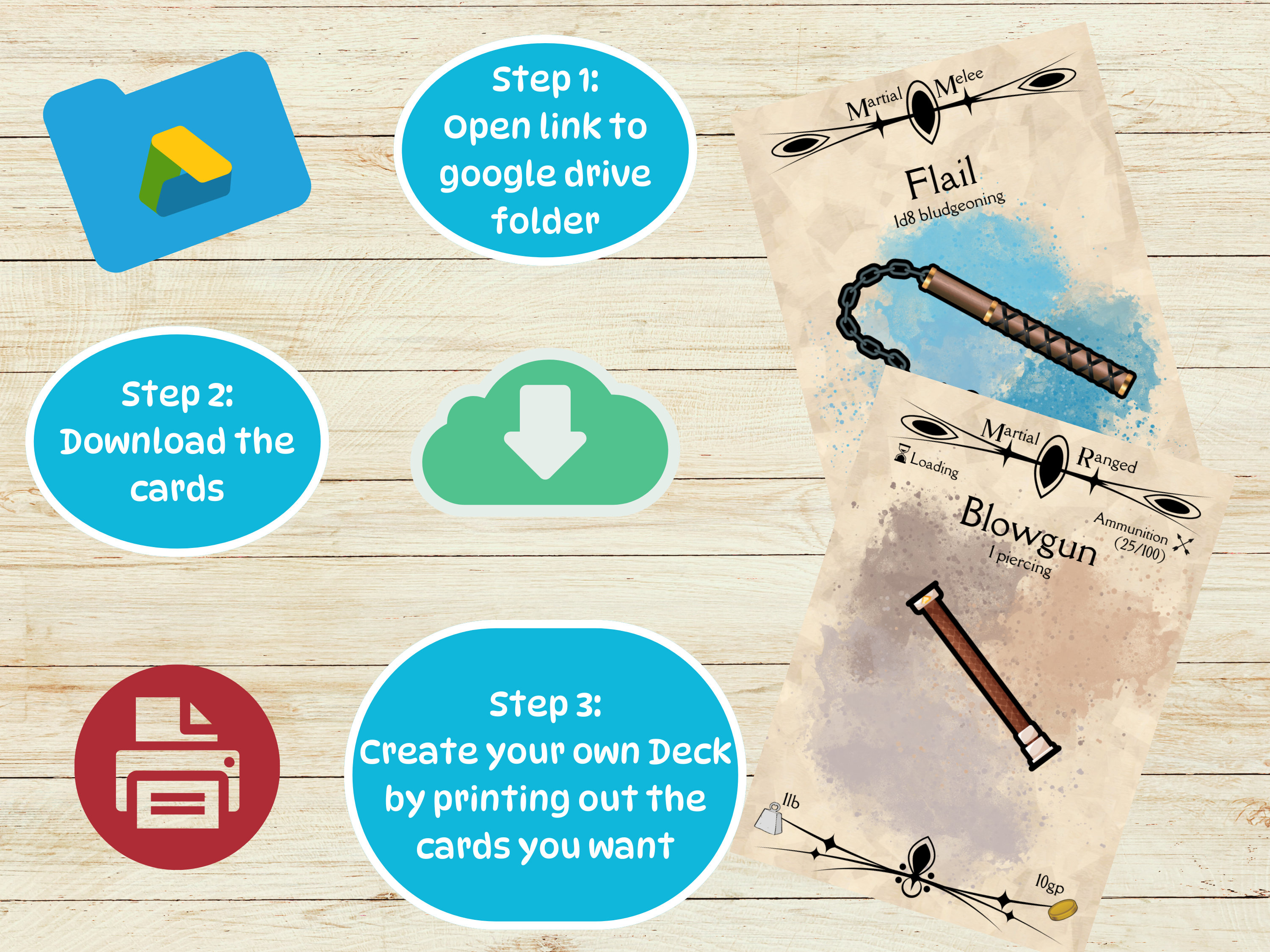 DND Weapon Cards PNG, DND 5e, Dungeon Master Resource, Game Master ...