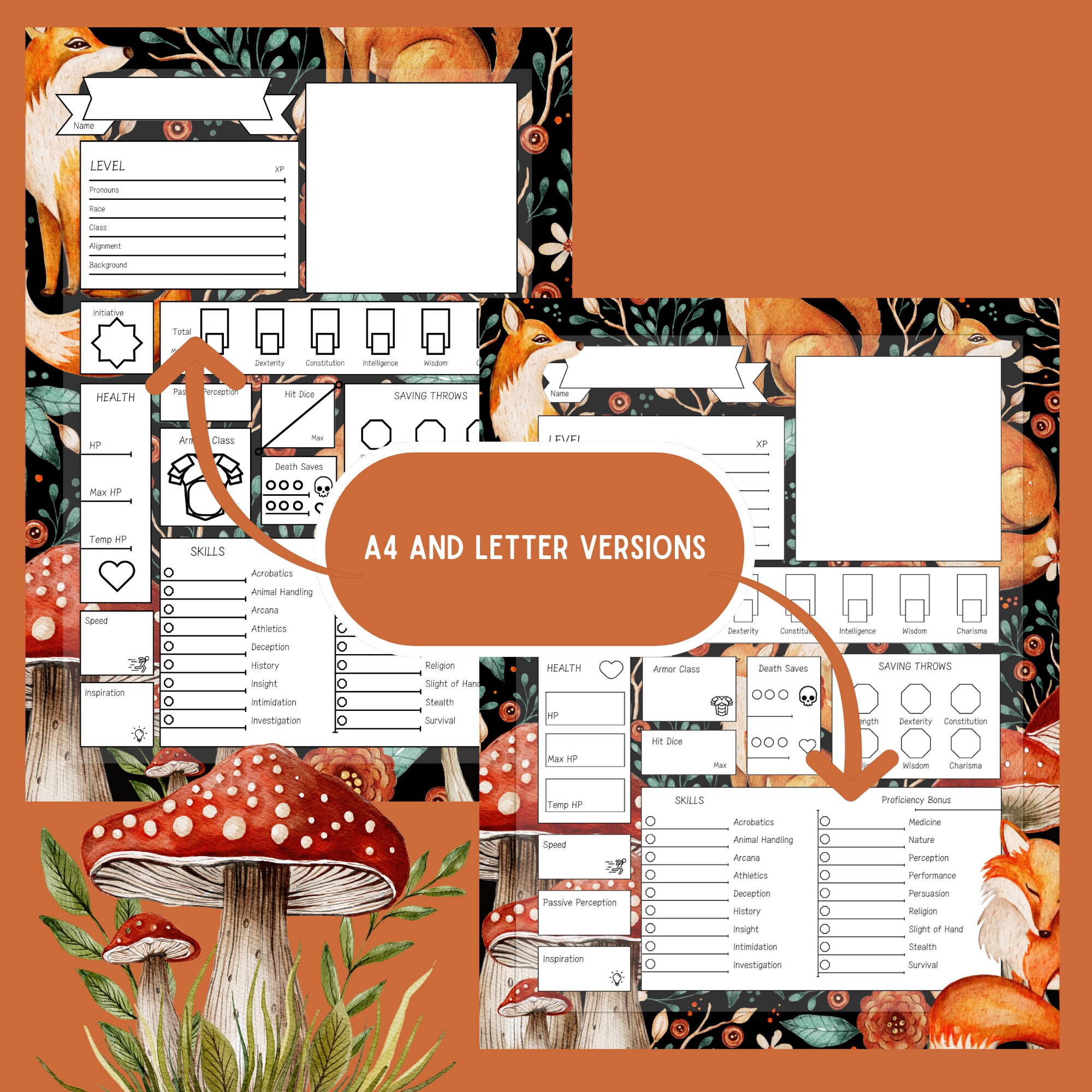 Forest Fox 5e Character Sheet Digital Download - Etsy