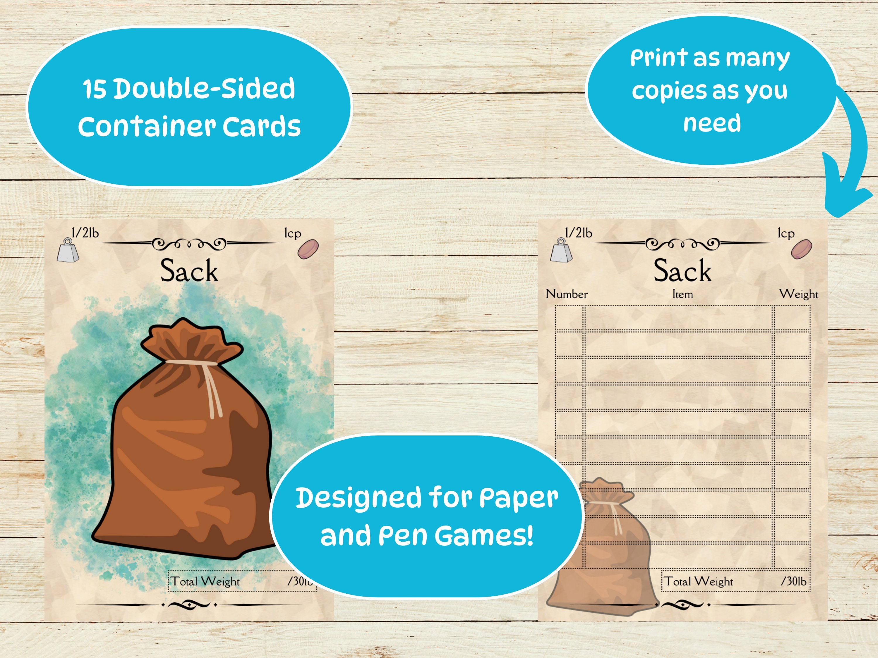 DND Container Cards PNG, DND 5e, Dungeon Master Resource, Game Master ...