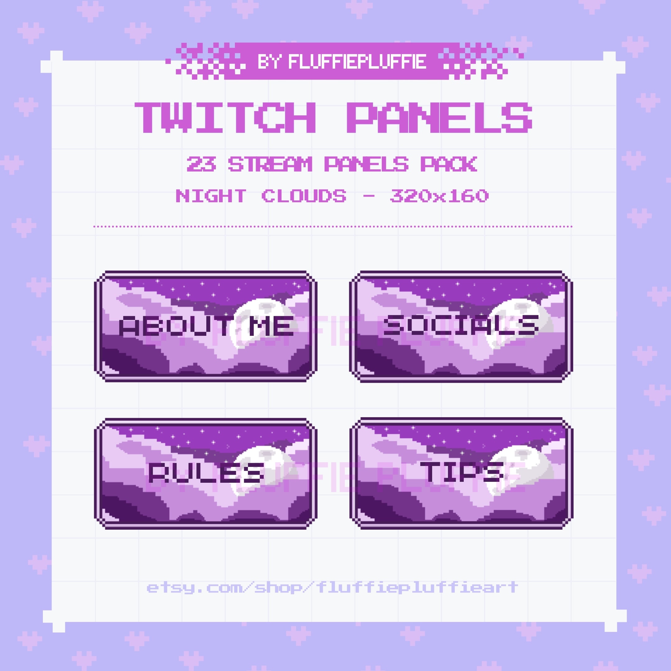 23 Night Clouds Pixel Art Twitch Panels | Cute Twitch Panels | Twitch ...