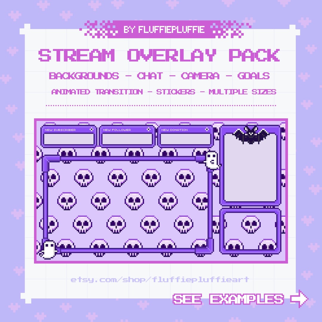 Spooky Stream Overlay Set for Twitch | Pixel Art Stream Assets ...
