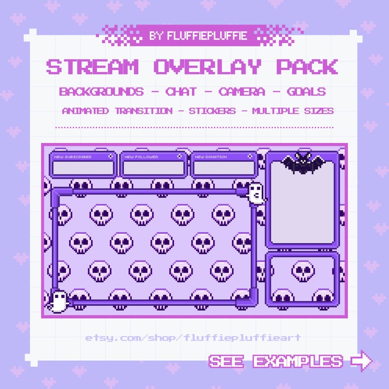 Spooky Stream Overlay Set for Twitch | Pixel Art Stream Assets ...