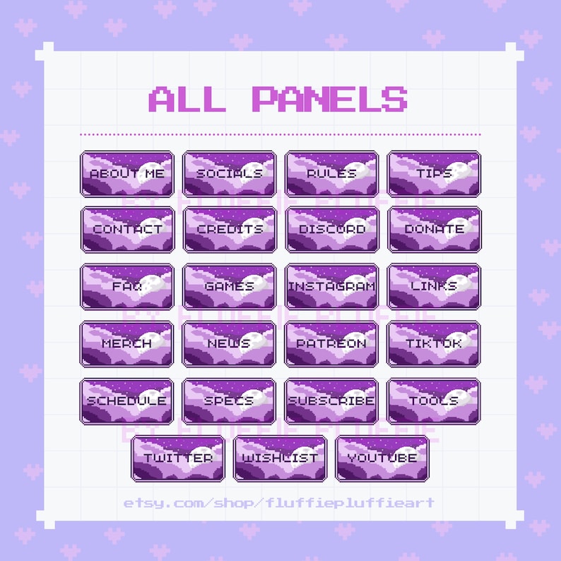 23 Night Clouds Pixel Art Twitch Panels | Cute Twitch Panels | Twitch ...