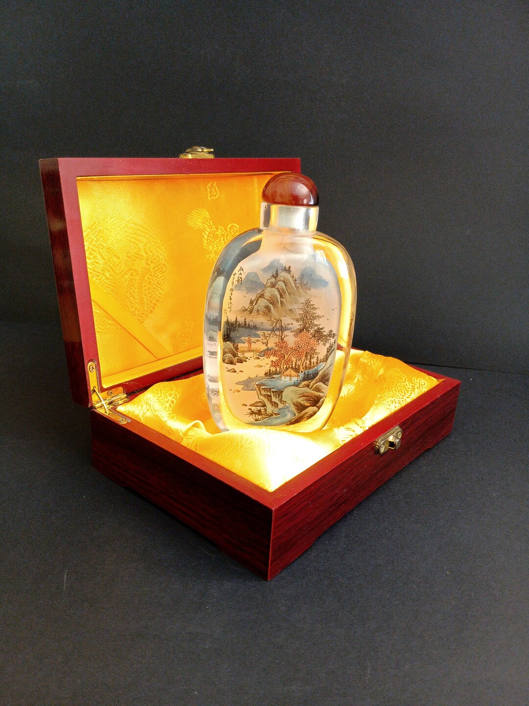 Unique Chinese Antique Inner Painting Snuff Bottle With Lacquered Box ...