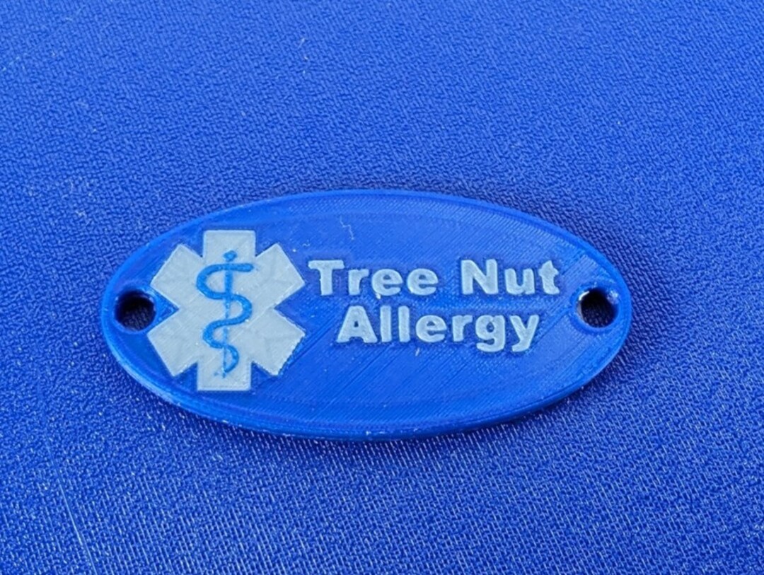 3D Printed Tree Nut Allergy Medical Alert ID Shoe Tag, Emergency ...