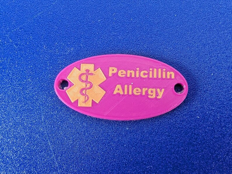 3D Printed Penicillin Allergy Medical Alert ID Shoe Tag, Emergency ...