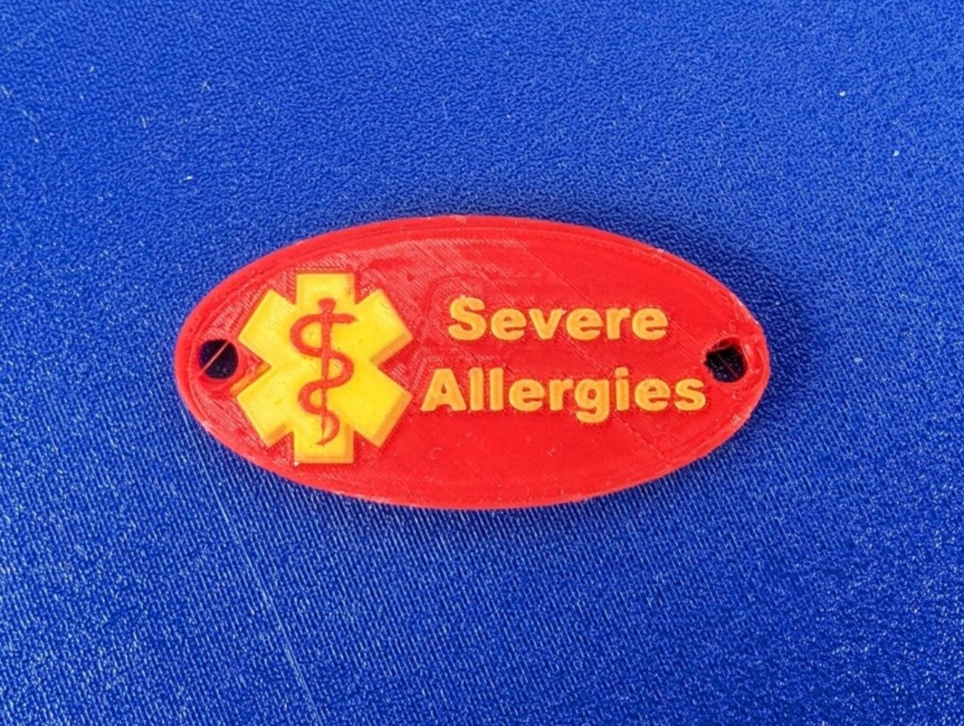 3D Printed Severe Allergies Medical Alert ID Shoe Tag, Emergency ...