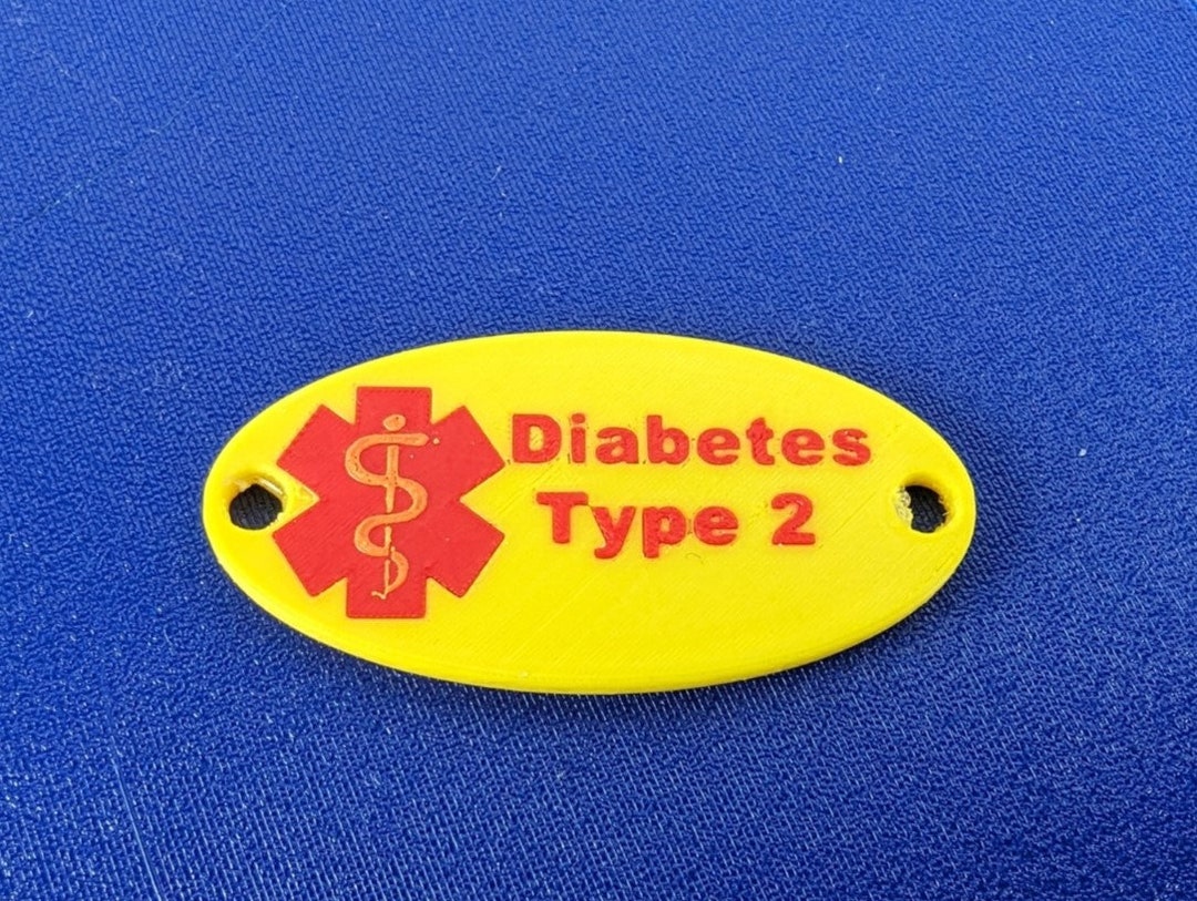 Type 2 Diabetes Shoe Tag Personalized 3D Printed Medical Alert ID - Etsy