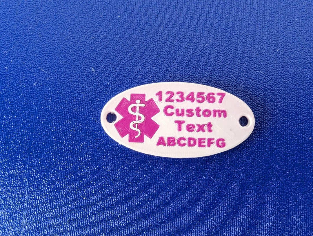 Personalized Medical Alert Shoe Tag Custom Text & Color, 3D Printed - Etsy