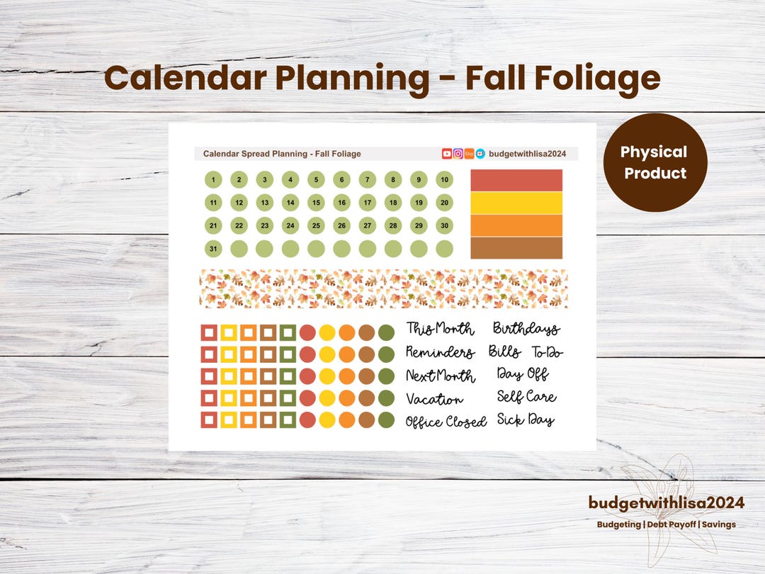 September 2024 Calendar Spread Planning Stickers Fall Foliage - Etsy