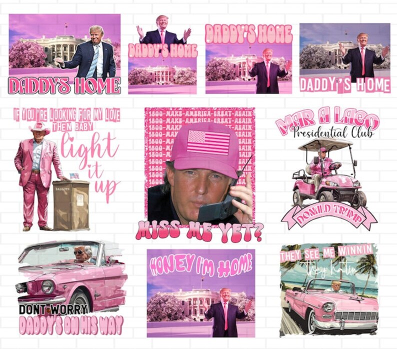 10 Bundle Pink Trump 2024 Png, Funny Trump Biden American Png,the ...
