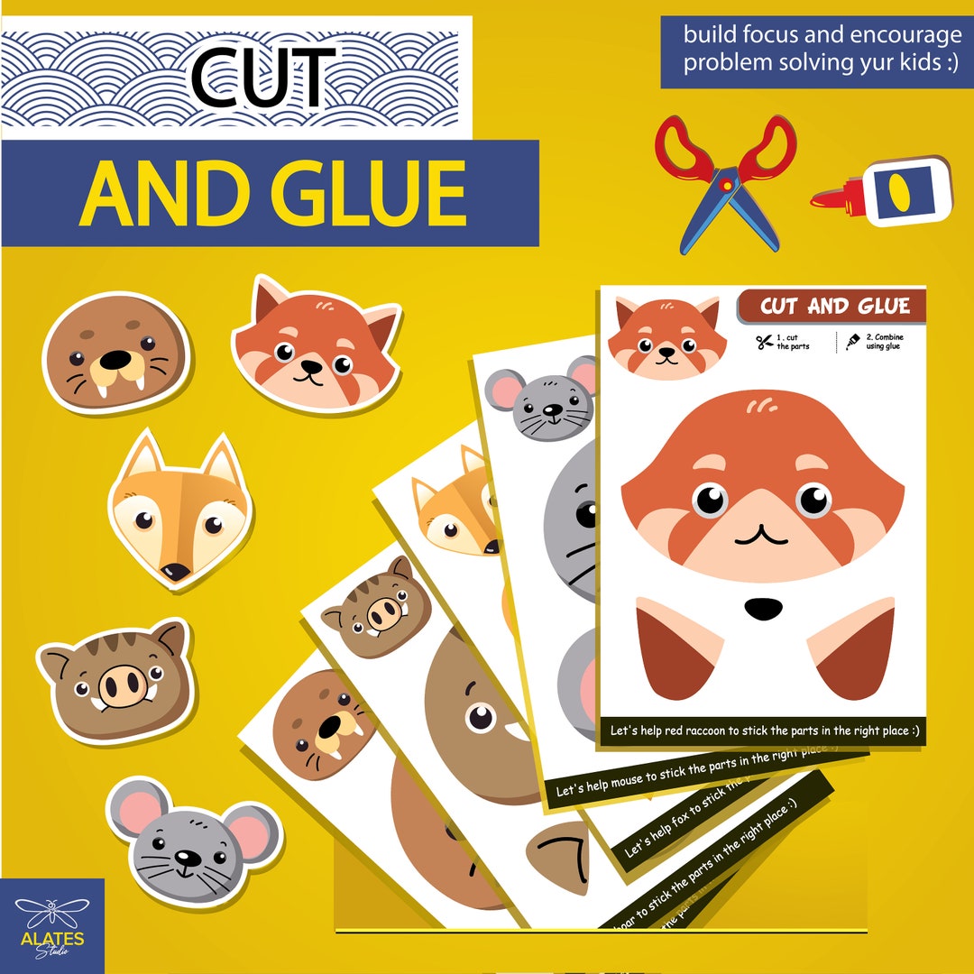 Cut and Glue Animal Version. Scissors Activity for Kids. Cut Out and ...