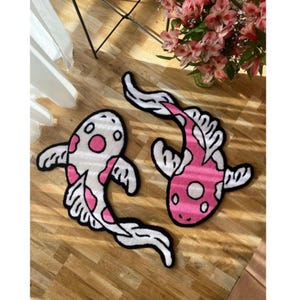 Koi Yin Yang Fish Rug Custom Asian Tufted Rug for Gifts Handmade ...