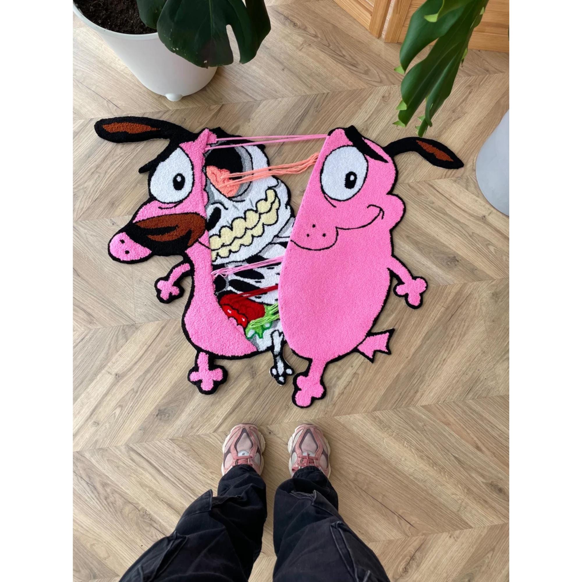 Courage the Cowardly Dog Rug, Skeleton Rug, Handmade Tufted Custom Rug ...
