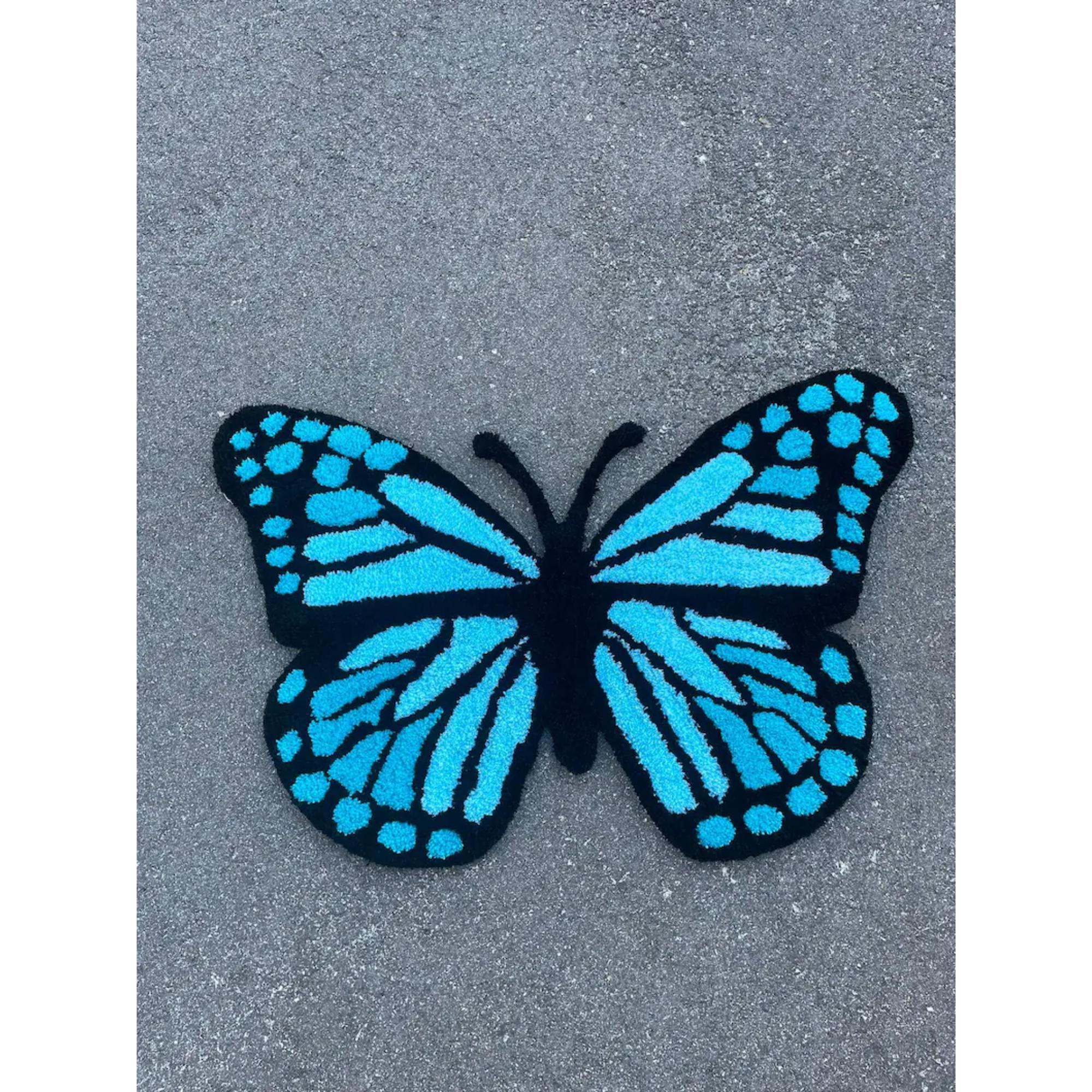 Butterfly Fluffy Handmade Tufted Rug | Blue and Purple Flies Tufting ...