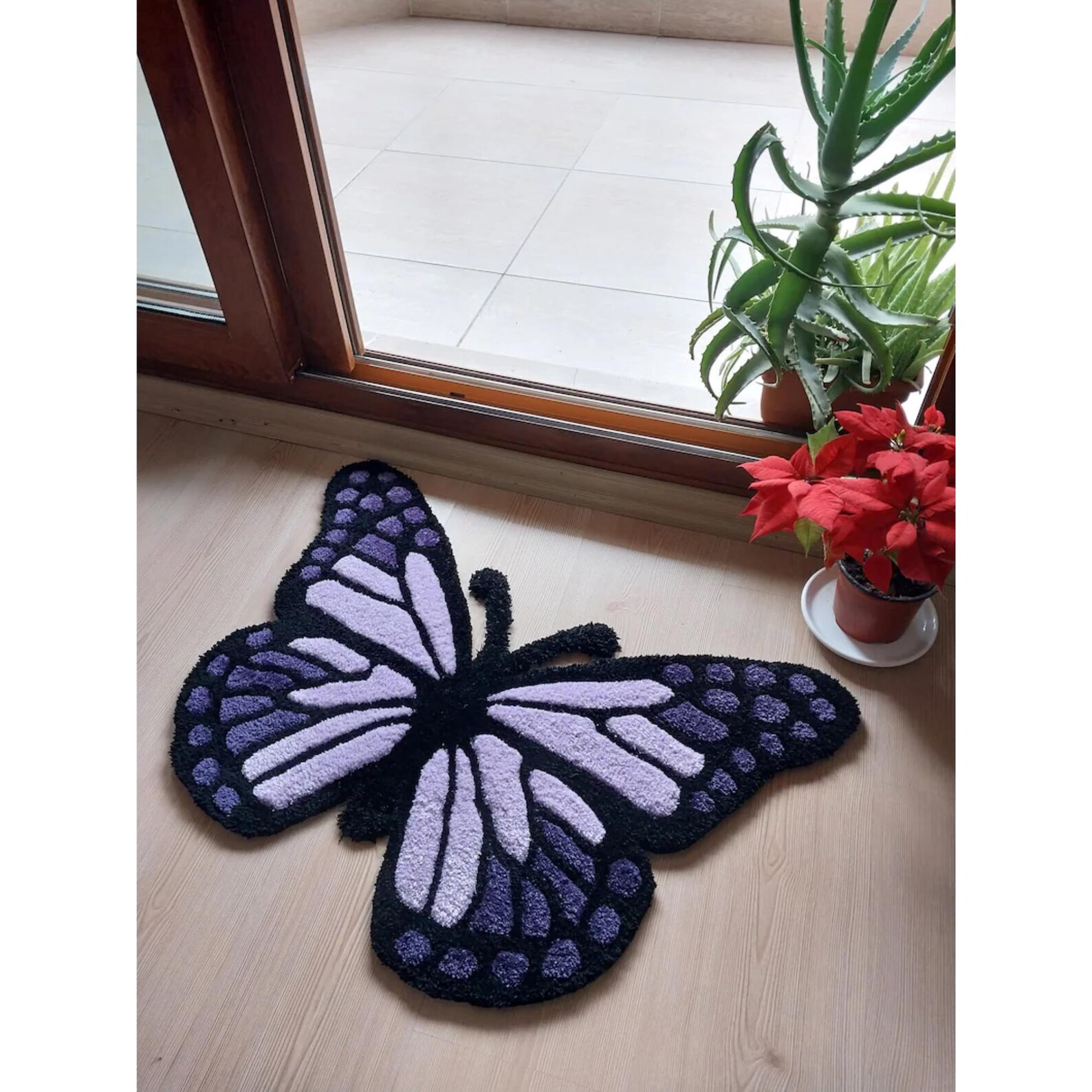 Butterfly Fluffy Handmade Tufted Rug | Blue and Purple Flies Tufting ...