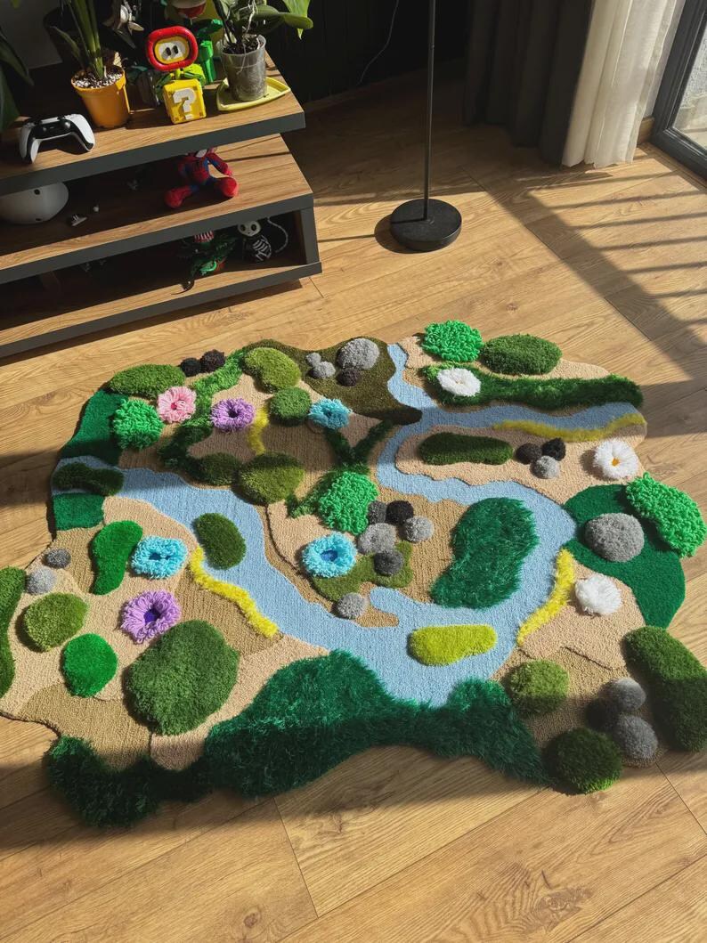 Hand-tufted 3D Mossy Rug: Custom Nature-inspired Landscape Carpet - Etsy