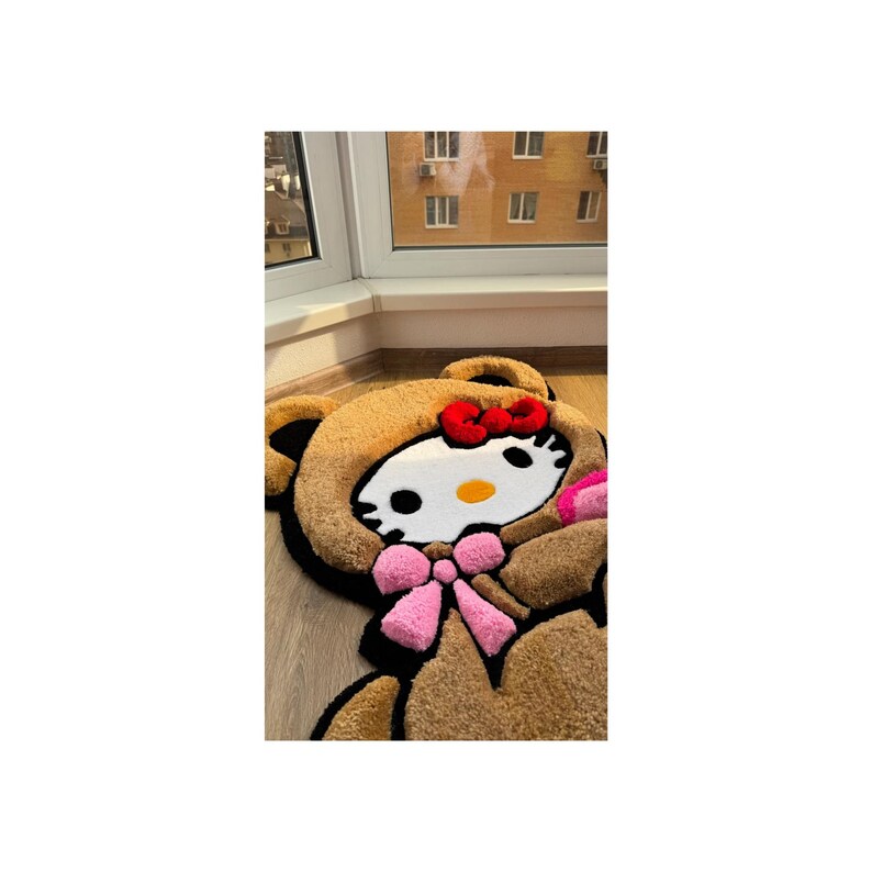 Custom 3D Puffy Hello Kitty Bear Tufting Rug, Handmade Rugs, Tufted Rug ...