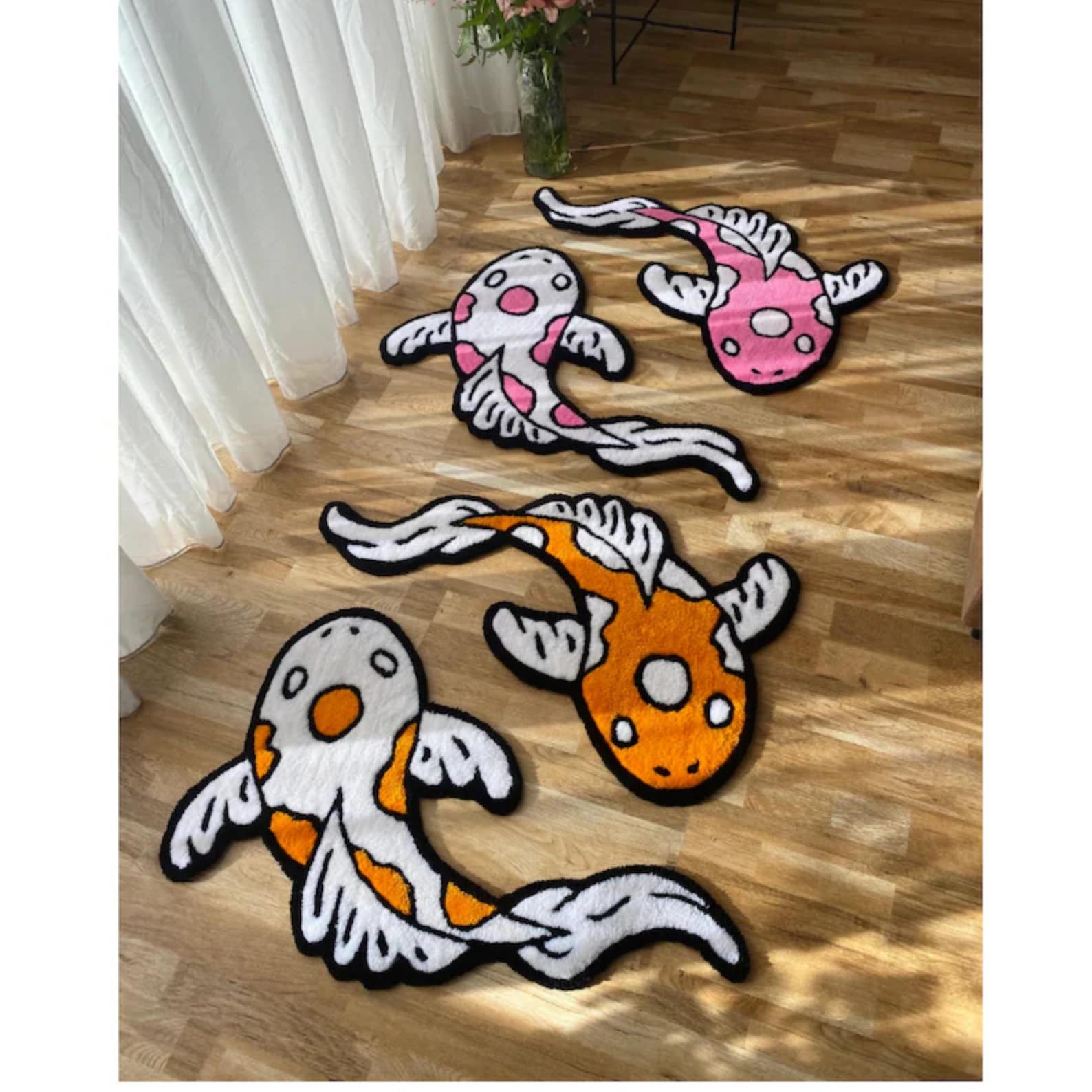 Koi Yin Yang Fish Rug Custom Asian Tufted Rug for Gifts Handmade ...
