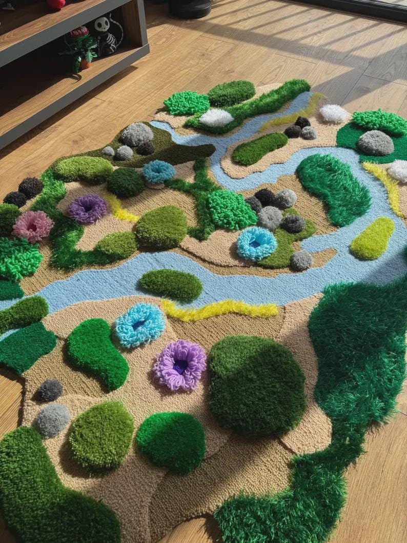 Hand-tufted 3D Mossy Rug: Custom Nature-inspired Landscape Carpet - Etsy