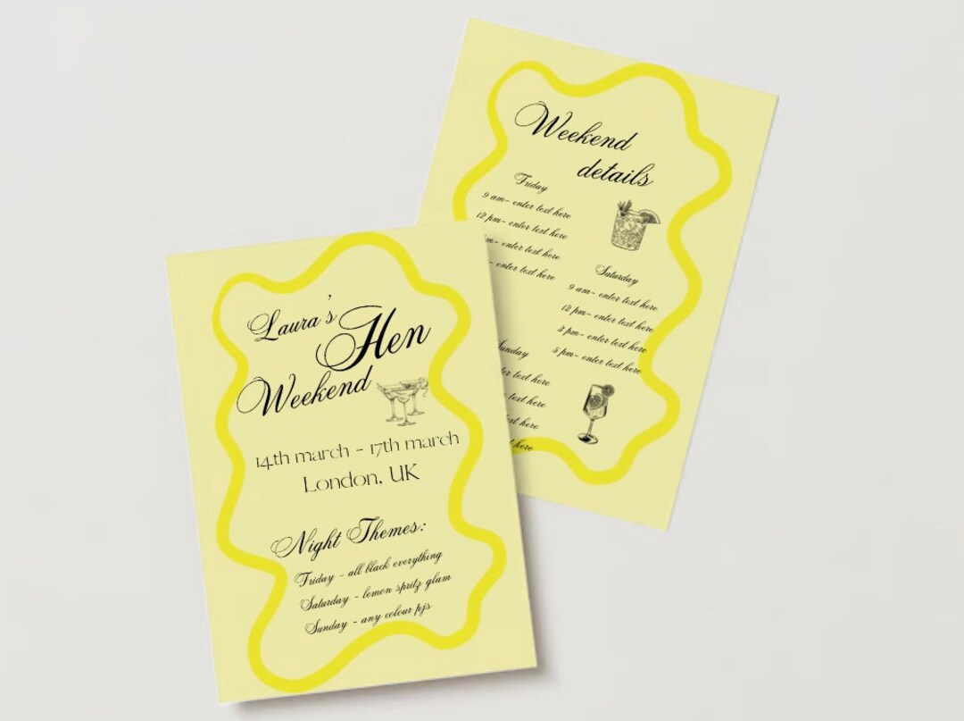 Printable Hen Do Itinerary - Etsy