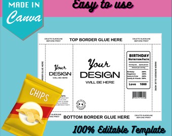 Chip Bag Template, Blank Chip Bag, Chip Bag Template Canva Editable ...