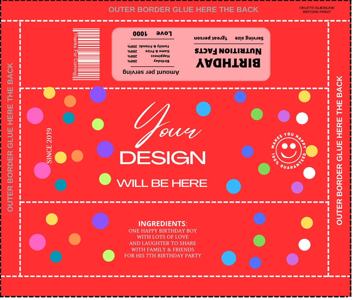Blank Chocolate Candy Wrapper Template Canva Editabl - Etsy