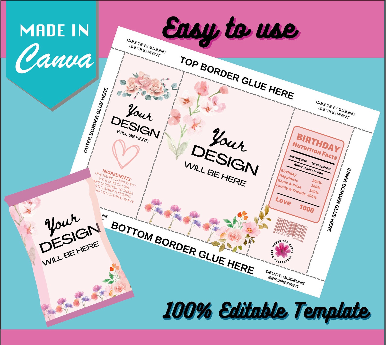Chip Bag Template, Blank Chip Bag, Chip Bag Template Canva Editable ...