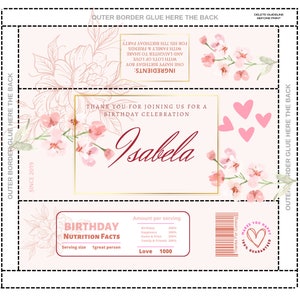 Pink Chocolate Wrapper Template Canva Editable - Etsy