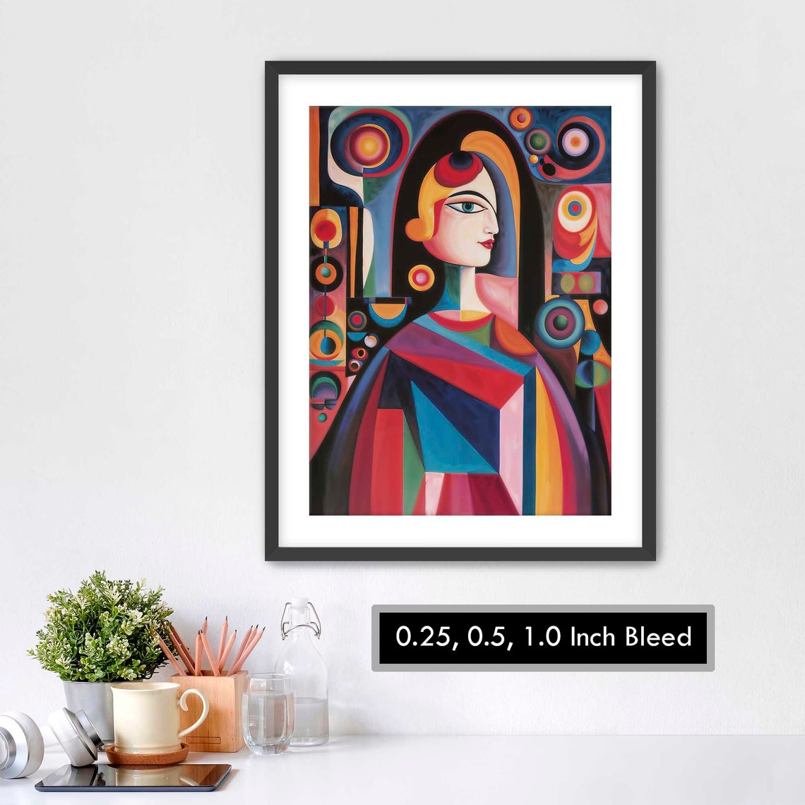 Stylized Illustration Woman Portrait With Expressive Face Decor Bold ...