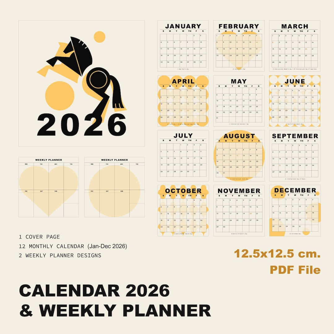 2026 Printable Calendar & Weekly Planner / Minimal Monthly / PDF ...