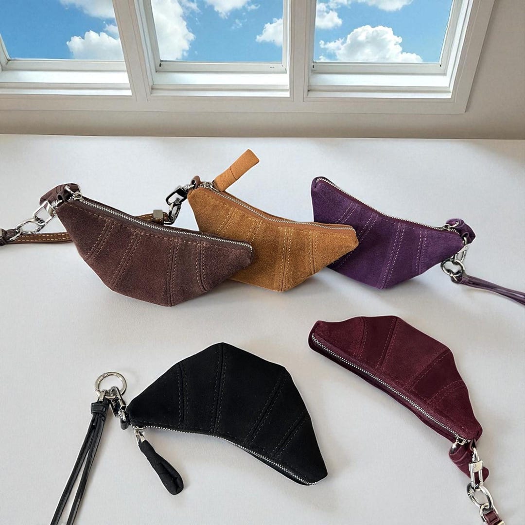 Mini Croissant Bag, Women’s Travel Wallet, Leather Croissant Bag, Neck ...