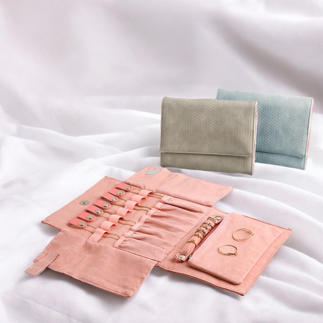 Portable Leather Jewellery Roll, Foldable Travel Jewellery Organiser ...