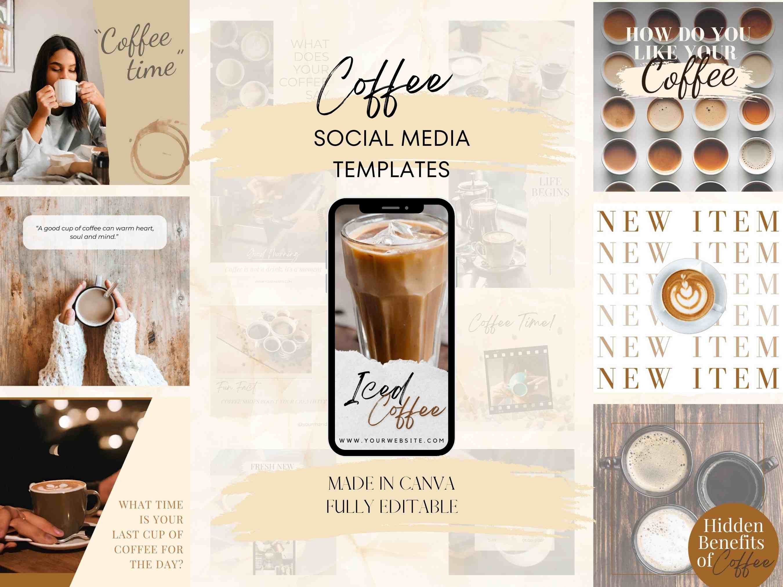 32 Coffee Instagram Posts, Café Business Social Media Template, Coffee ...
