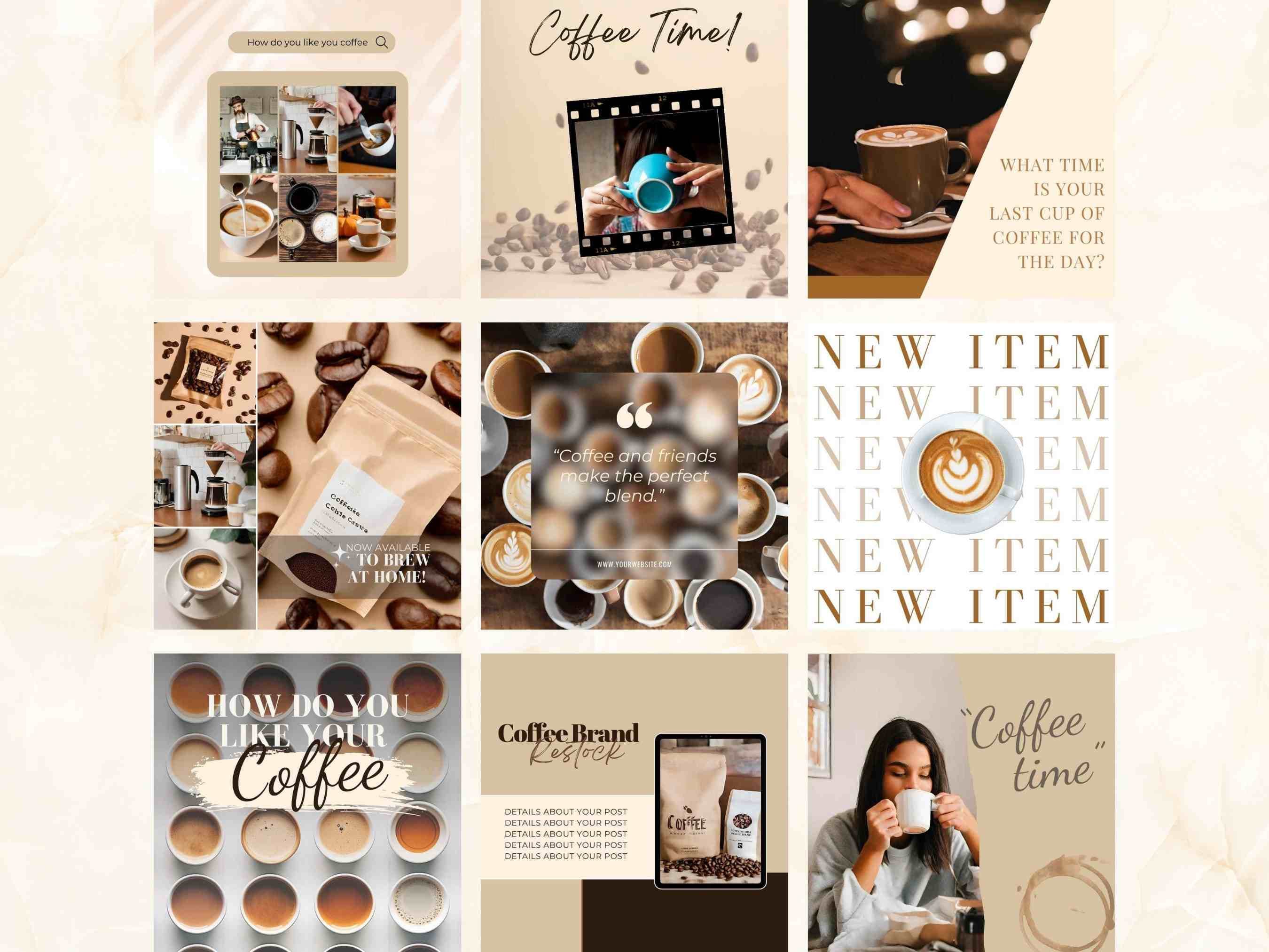 32 Coffee Instagram Posts, Café Business Social Media Template, Coffee ...