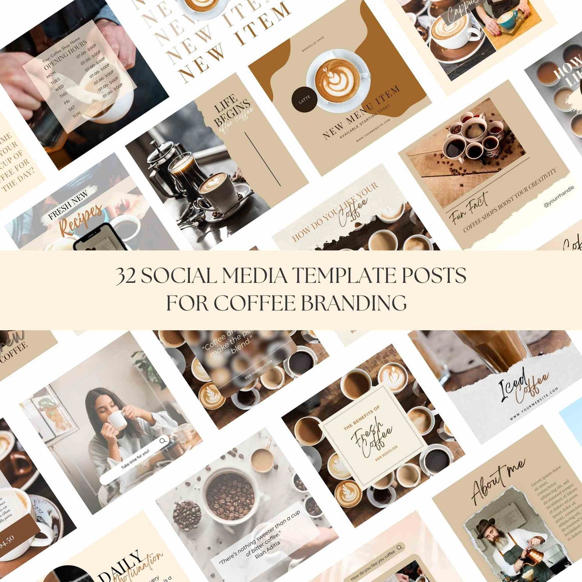 32 Coffee Instagram Posts, Café Business Social Media Template, Coffee ...
