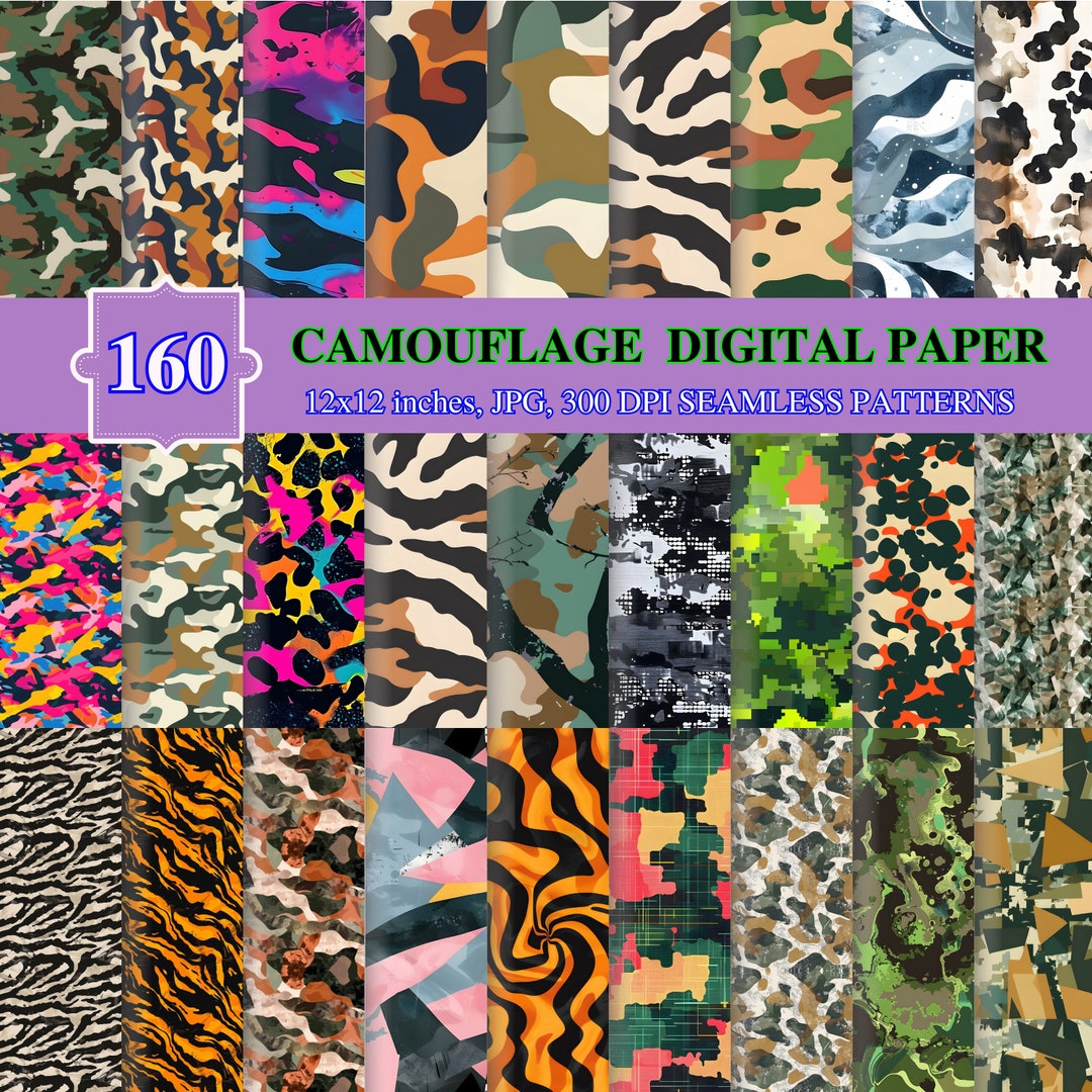 Camouflage Digital Paper Pack - Seamless Military Patterns for ...