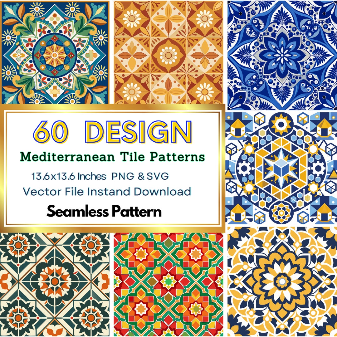 Vibrant Mediterranean Tile Patterns: Commercial Use, Seamless Vector ...