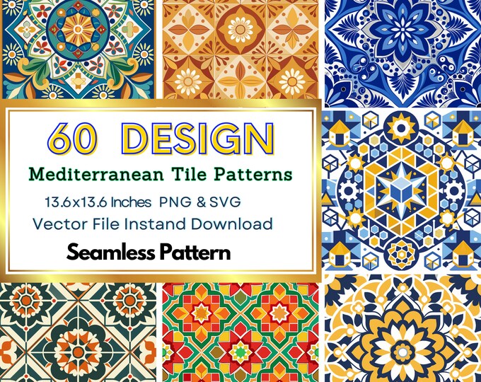 Vibrant Mediterranean Tile Patterns: Commercial Use, Seamless Vector ...