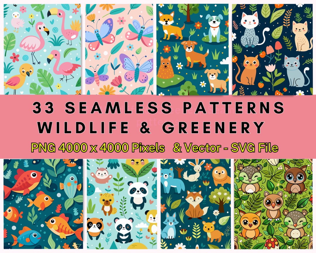 Wildlife Seamless Pattern: Exotic Animal Pattern for Commercial Use ...