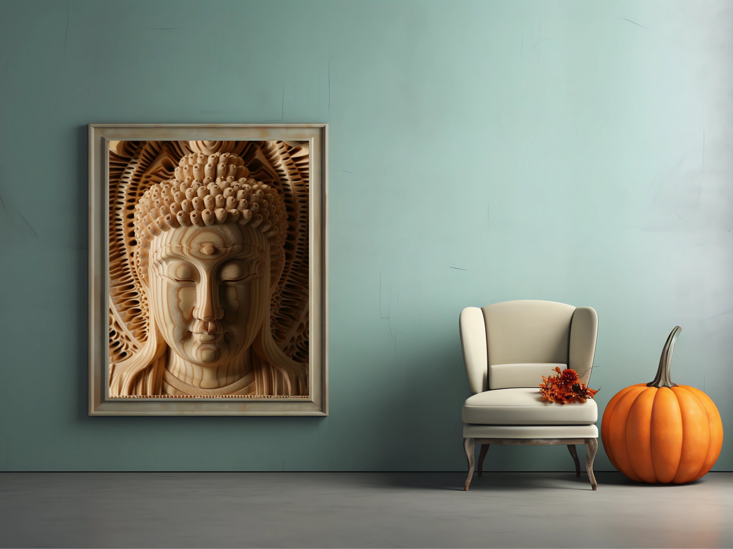 Buddha Statue 3D Illusion Art Commercial Use - Meditative Wood Carving ...
