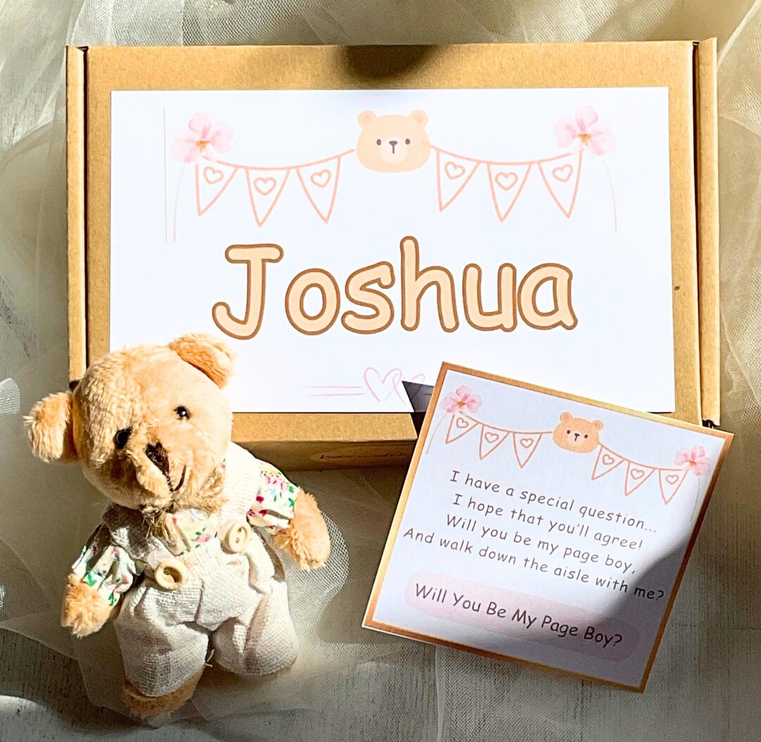 Page Boy Proposal Teddy Bear Gift, Floral Shirt, Rhyme Card ...