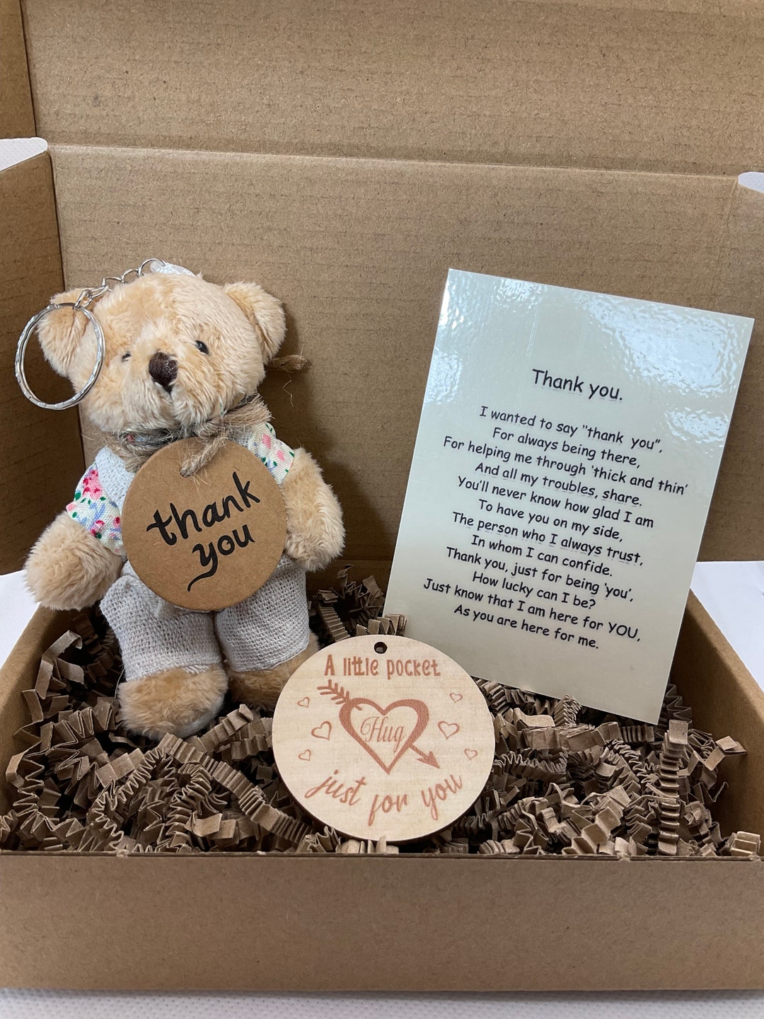 Pocket Hug, Thank You Teddy Bear, Thank You Rhyme Card, Gift to Show ...