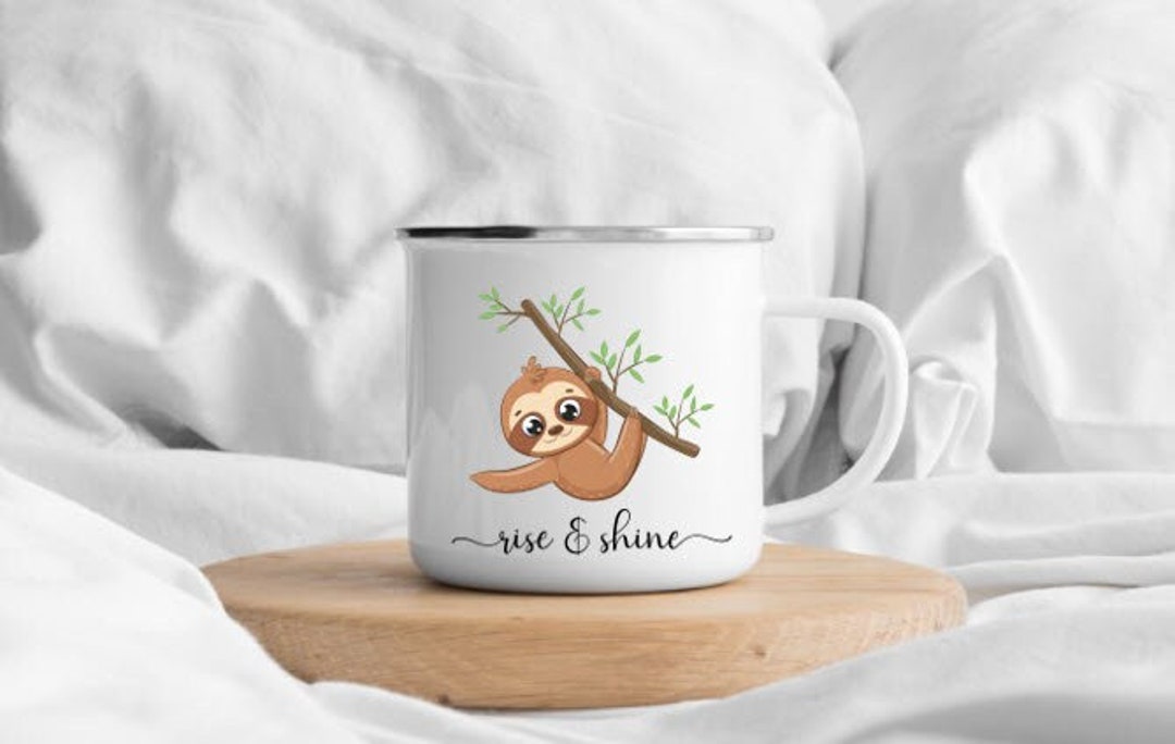 Charming Sloth Enamel Mug 12oz Cute Lazy Sloth Coffee Cup Perfect for ...